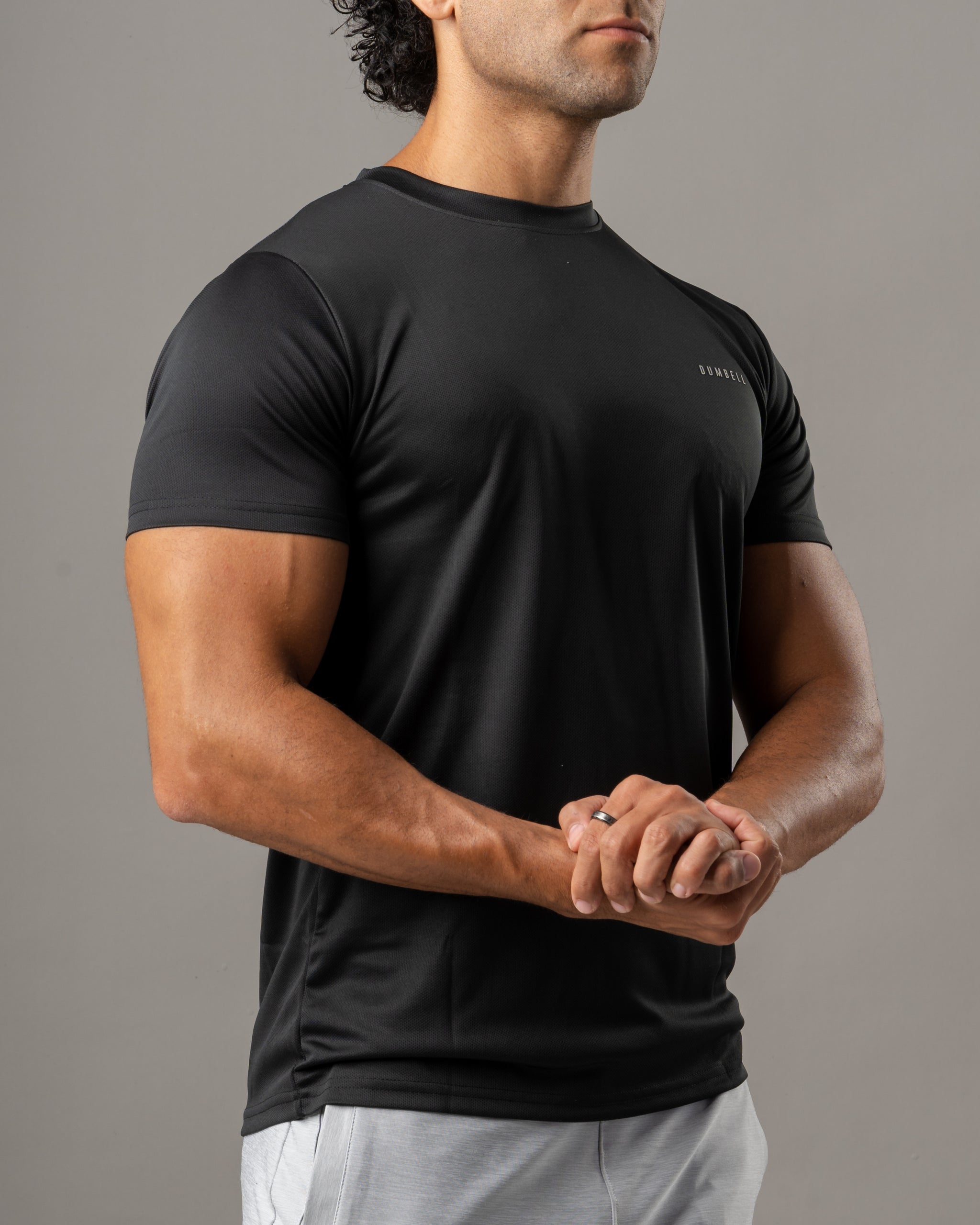 Black Dry-Fit Crew Neck T-Shirt – Dumbell Wear
